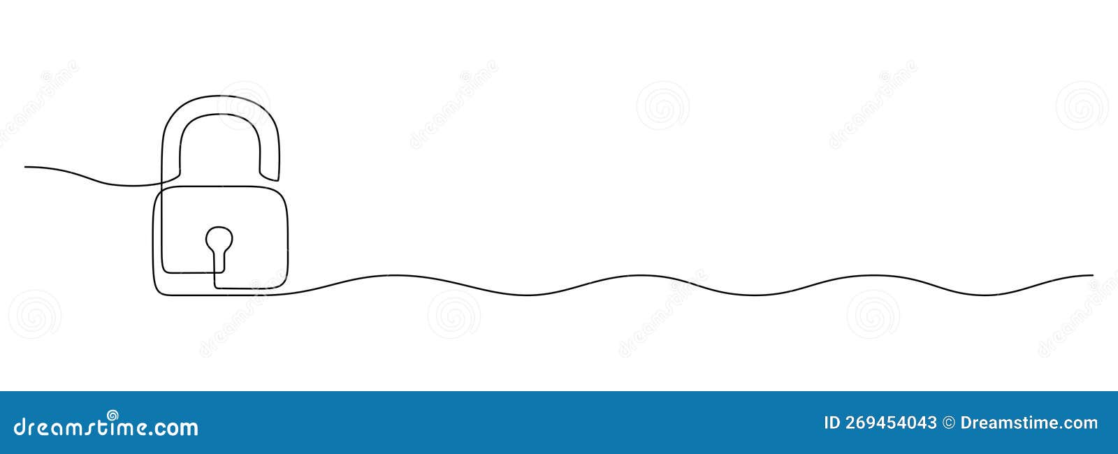 One Continuous Line Drawing of Padlock. Outline Symbol Password Lock ...