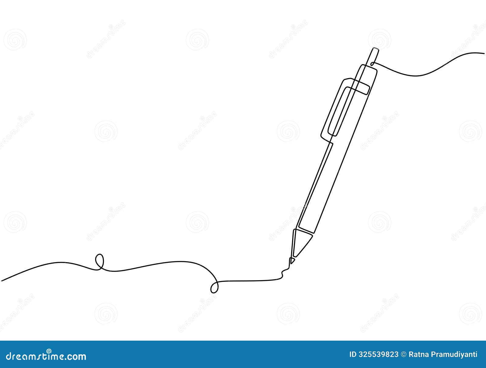 One Continuous Line Drawing of Pen Writing Stock Vector - Illustration ...