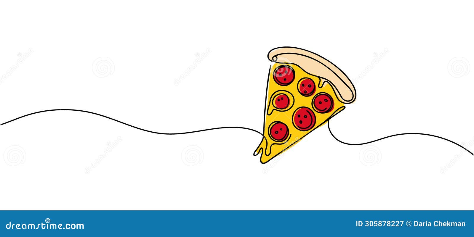 One Continuous Line Drawing of a Piece of Pizza. Vector Illustration ...