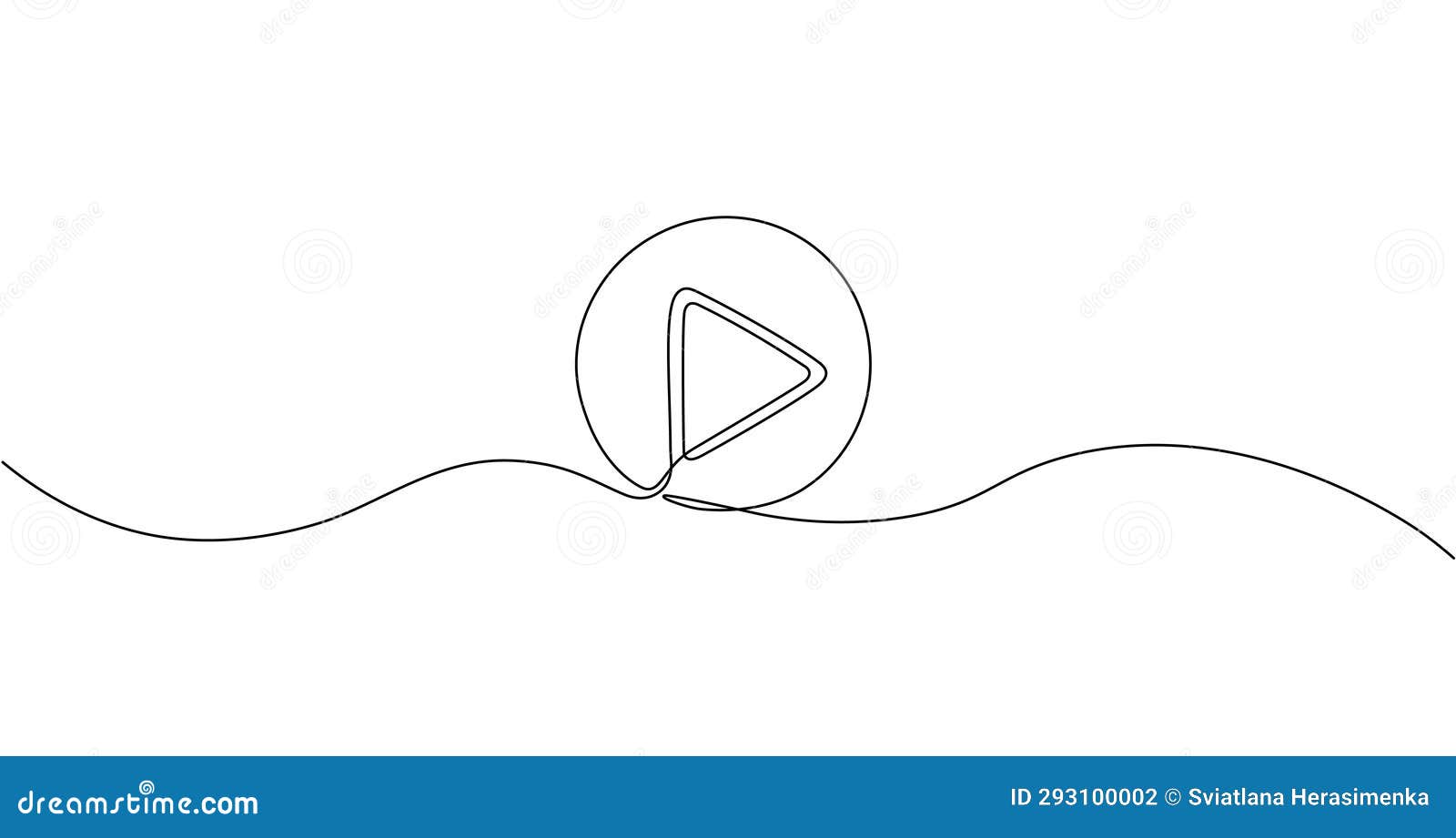 One Continuous Line Drawing of Play Button. Vector Illustration. Stock ...
