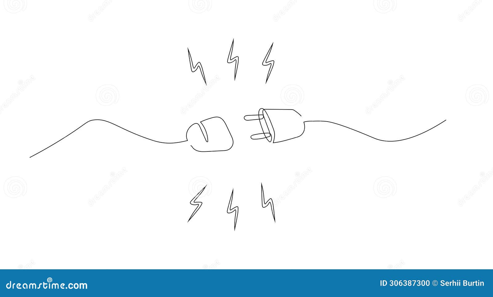 One Continuous Line Drawing of Plug Inserting into Electric Outlet ...