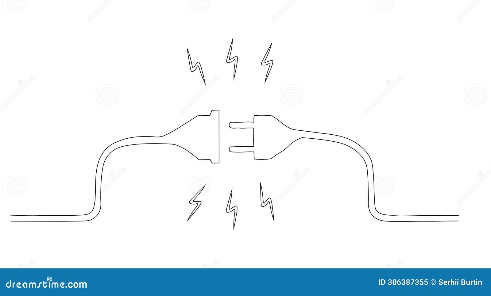 One Continuous Line Drawing of Plug Inserting into Electric Outlet ...