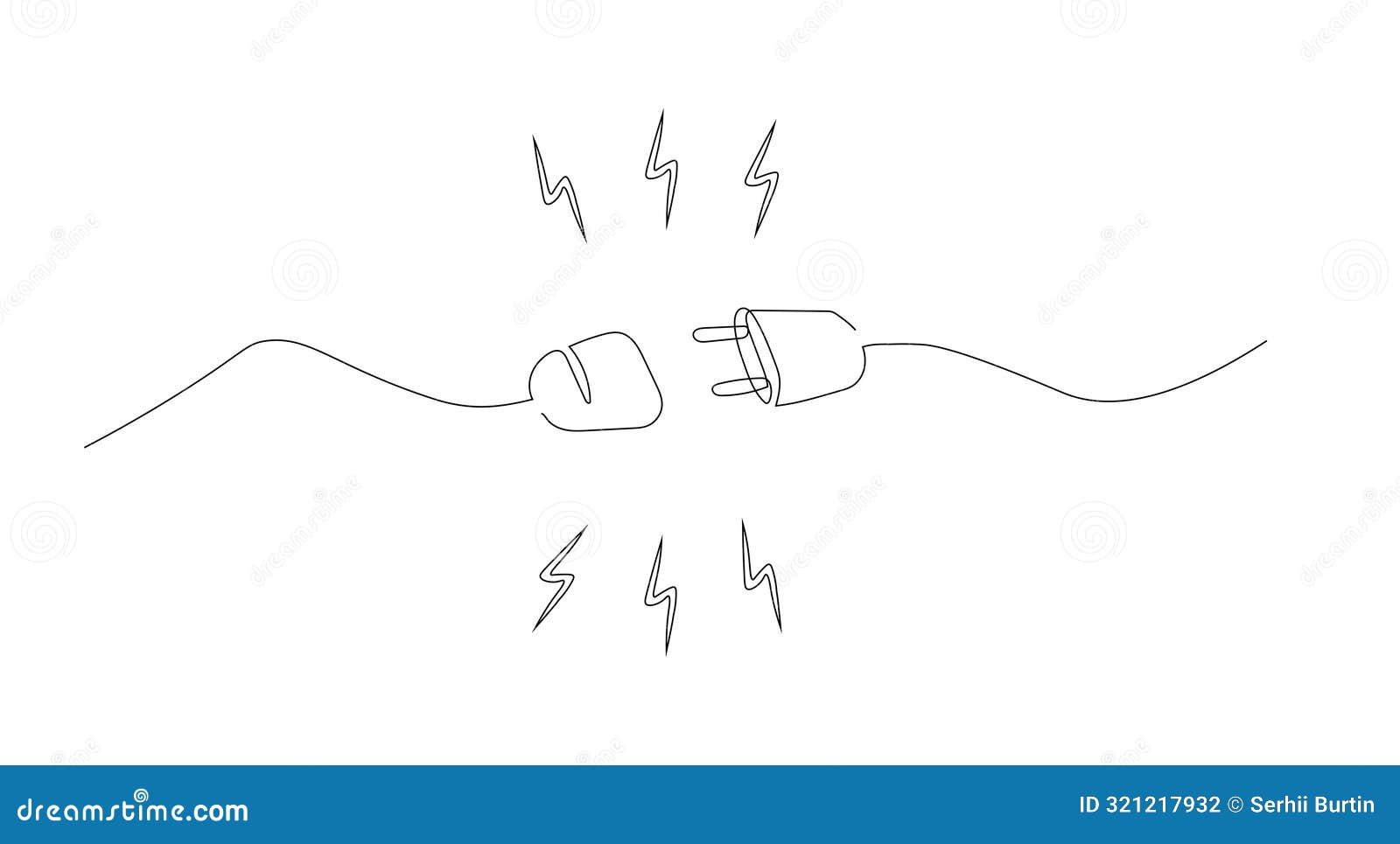 One Continuous Line Drawing of Plug Inserting into Electric Outlet ...