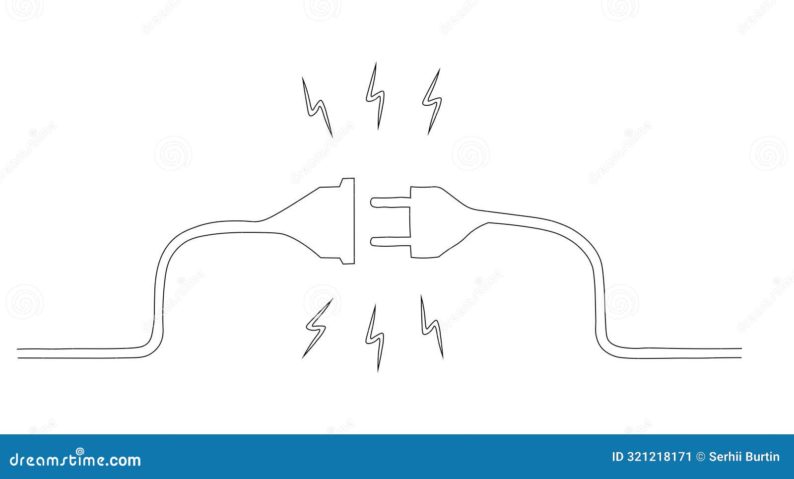 One Continuous Line Drawing of Plug Inserting into Electric Outlet ...