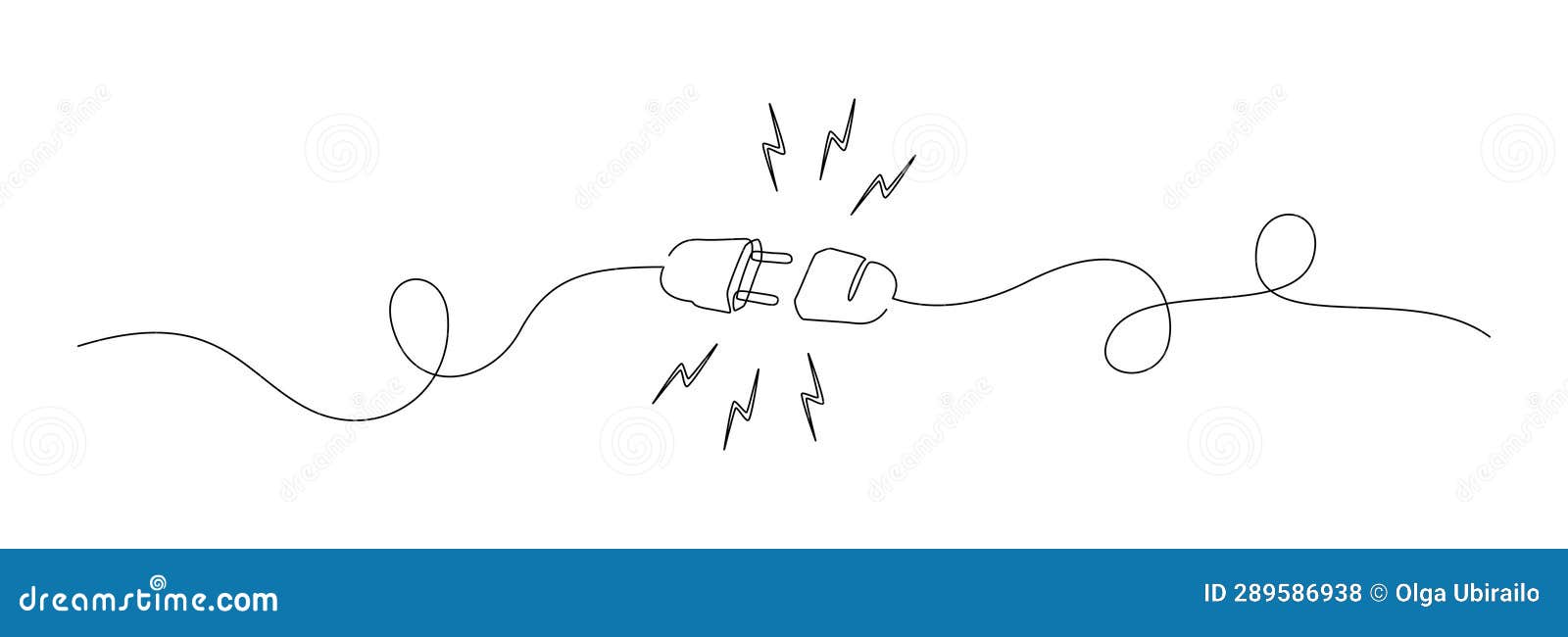 One Continuous Line Drawing of Plug Inserting into Electric Outlet ...