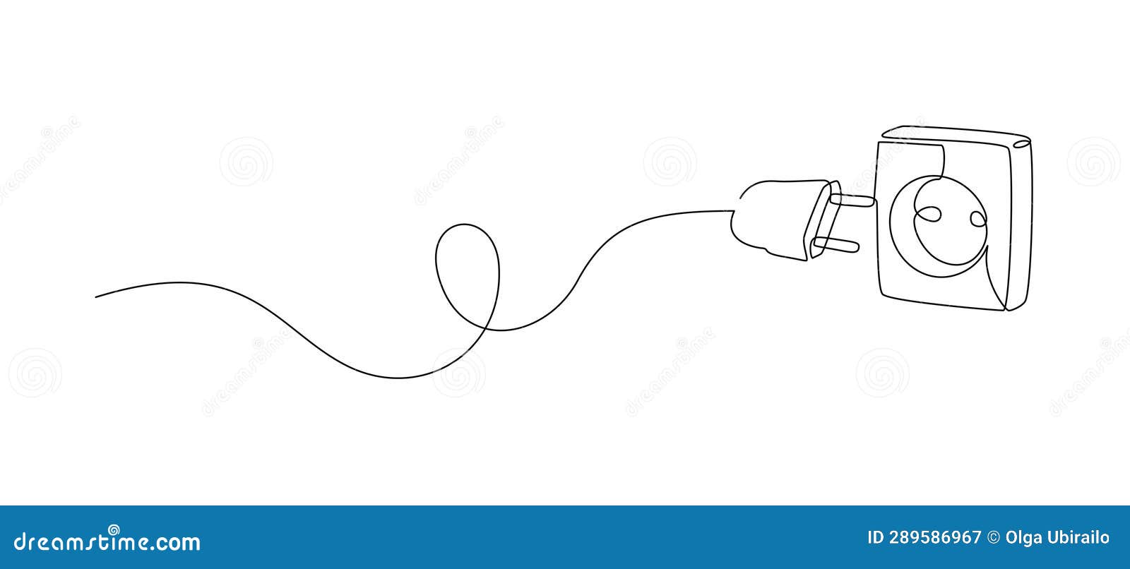 One Continuous Line Drawing of Plug Inserting into Electric Outlet ...
