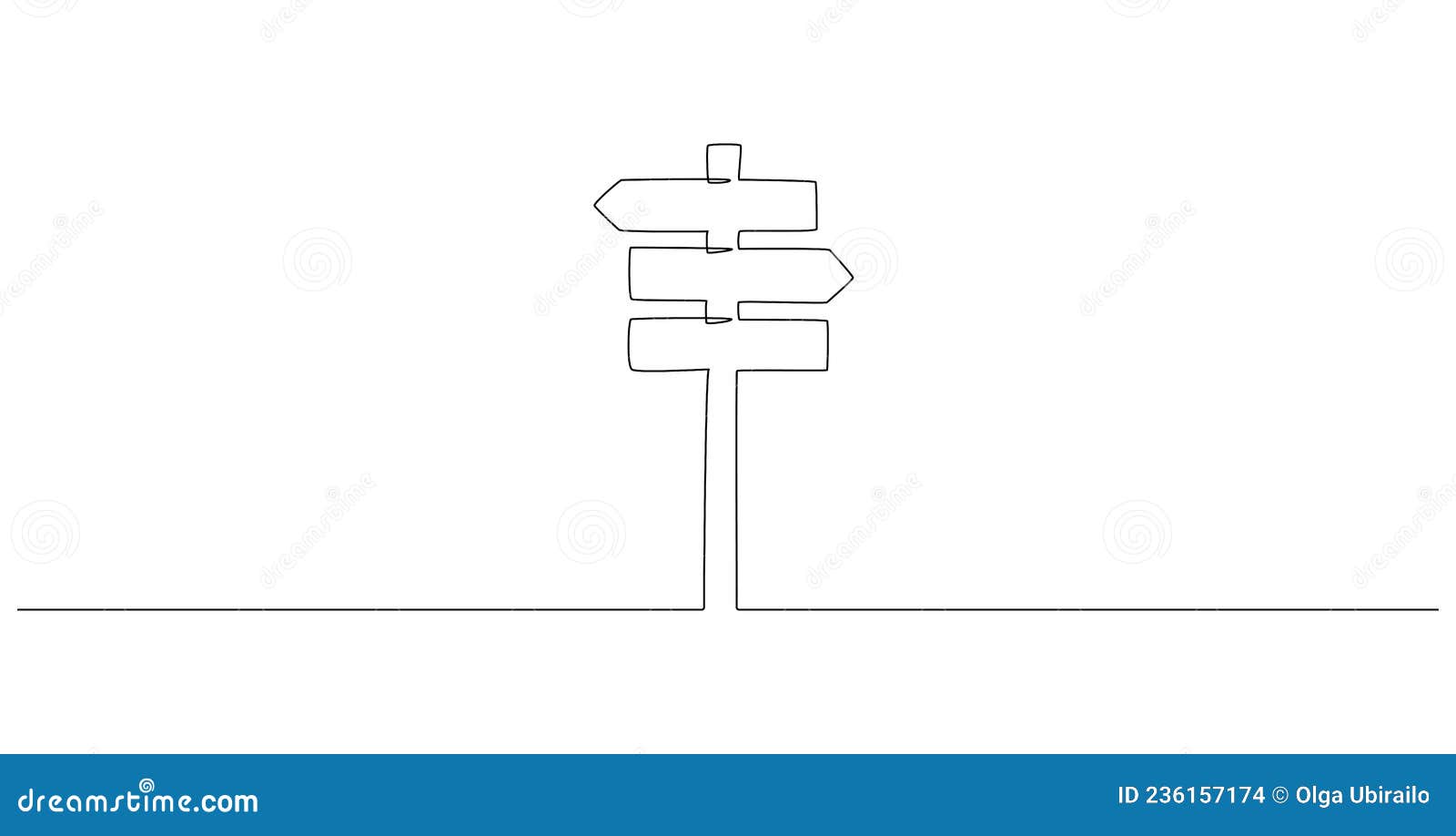 One Continuous Line Drawing of Road Direction Signpost Arrows To the ...