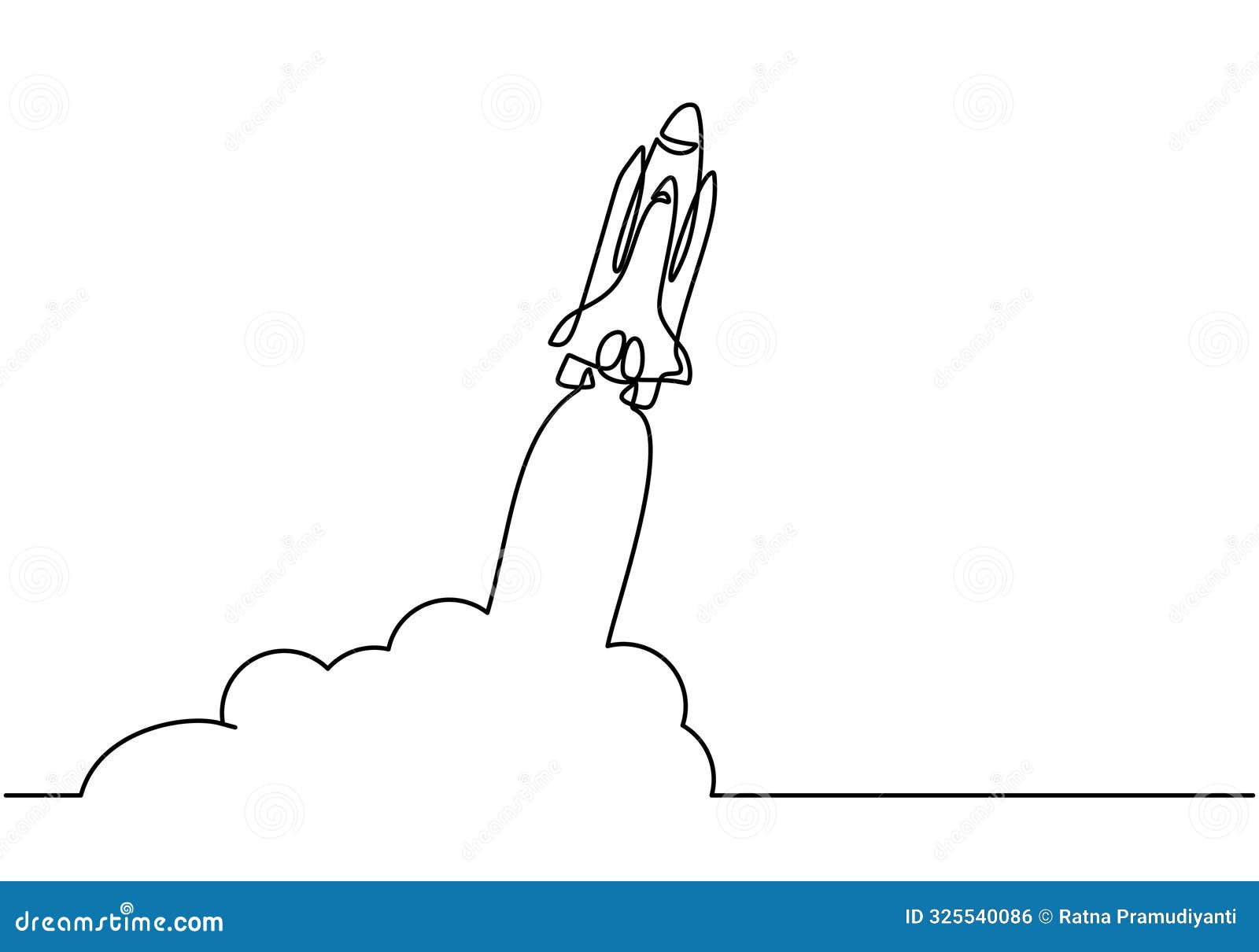 One Continuous Line Drawing of Rocket Space Ship Launch Stock Vector ...