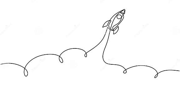 One Continuous Line Drawing of Rocket Space Ship Launch Stock Vector ...