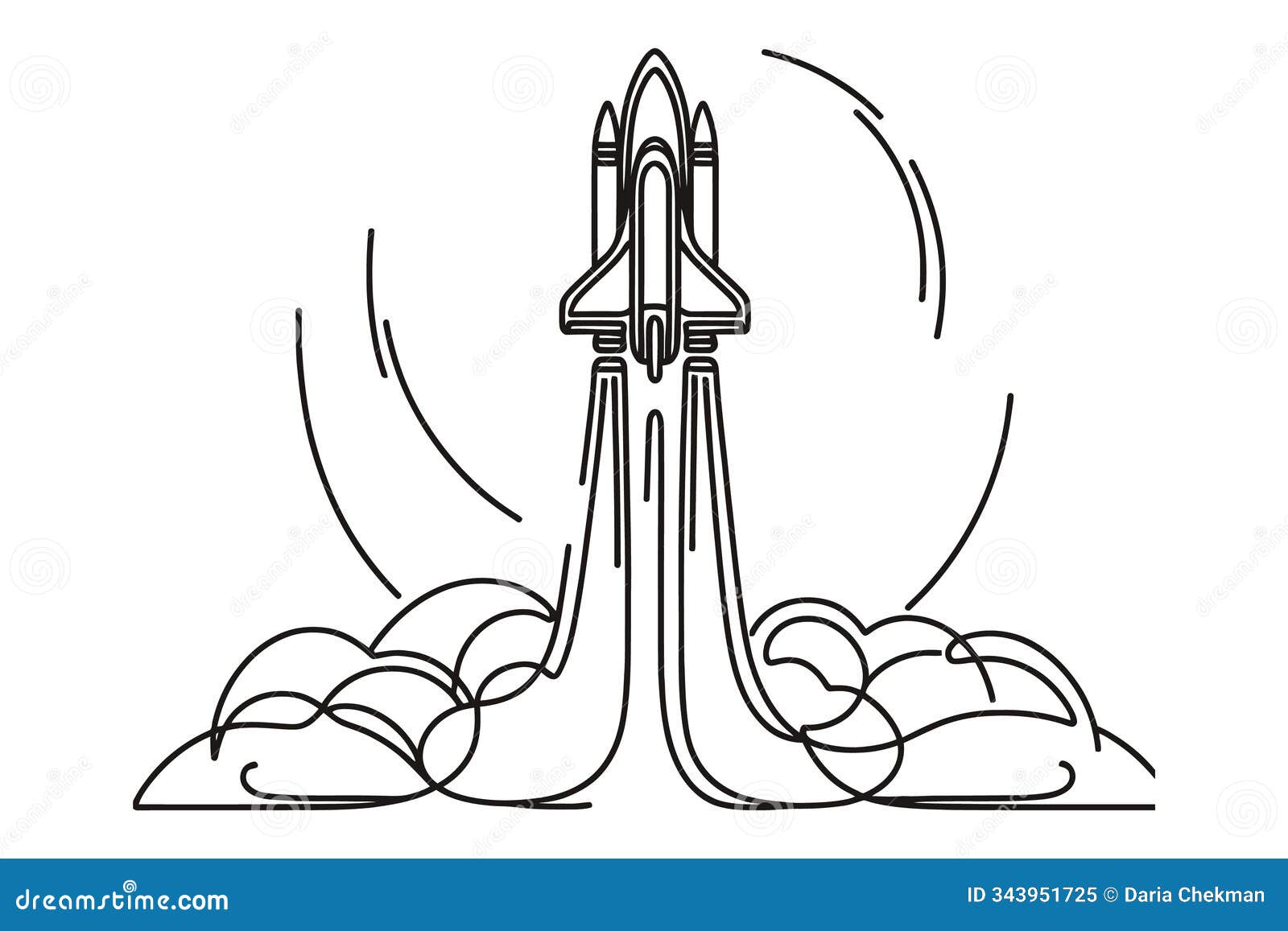 One Continuous Line Drawing of Rocket Space Ship Launch Stock ...
