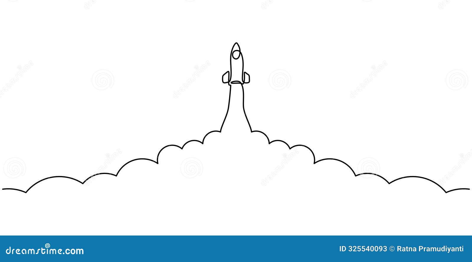 One Continuous Line Drawing of Rocket Space Ship Launch Stock Vector ...
