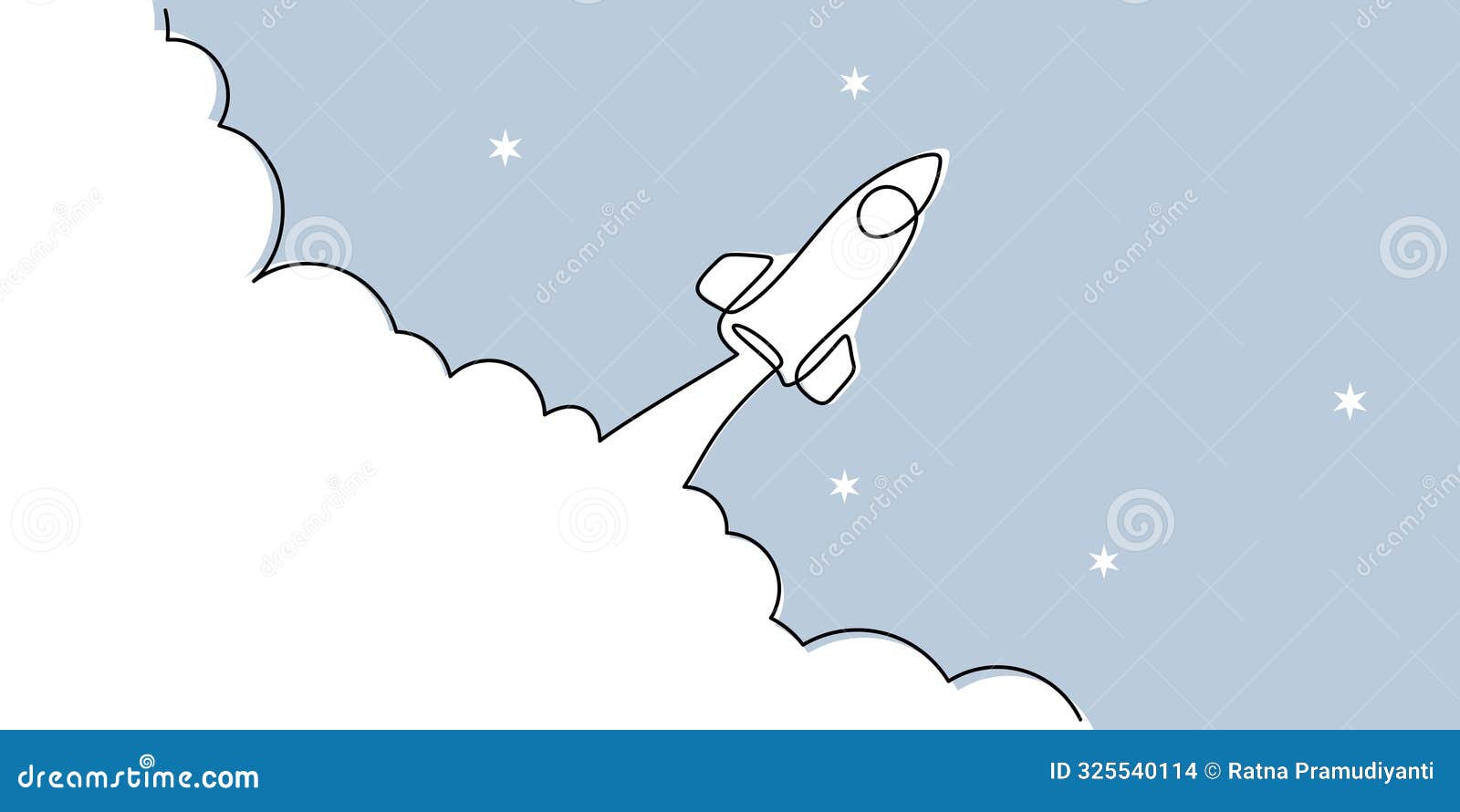 One Continuous Line Drawing of Rocket Space Ship Launch Stock Vector ...