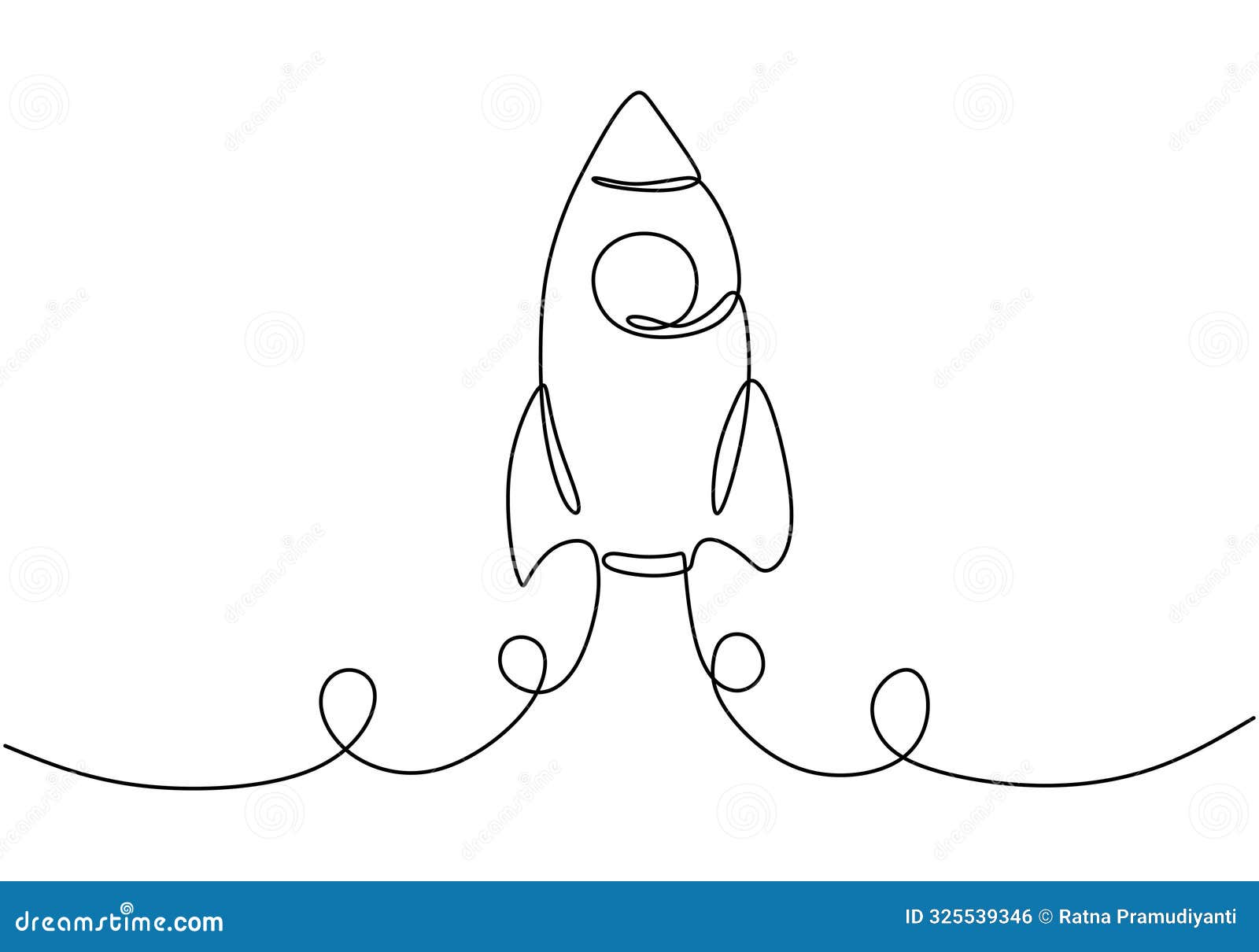 Lineart Rocket Ship Launching With Fame From Engine. Spaceship, Space ...