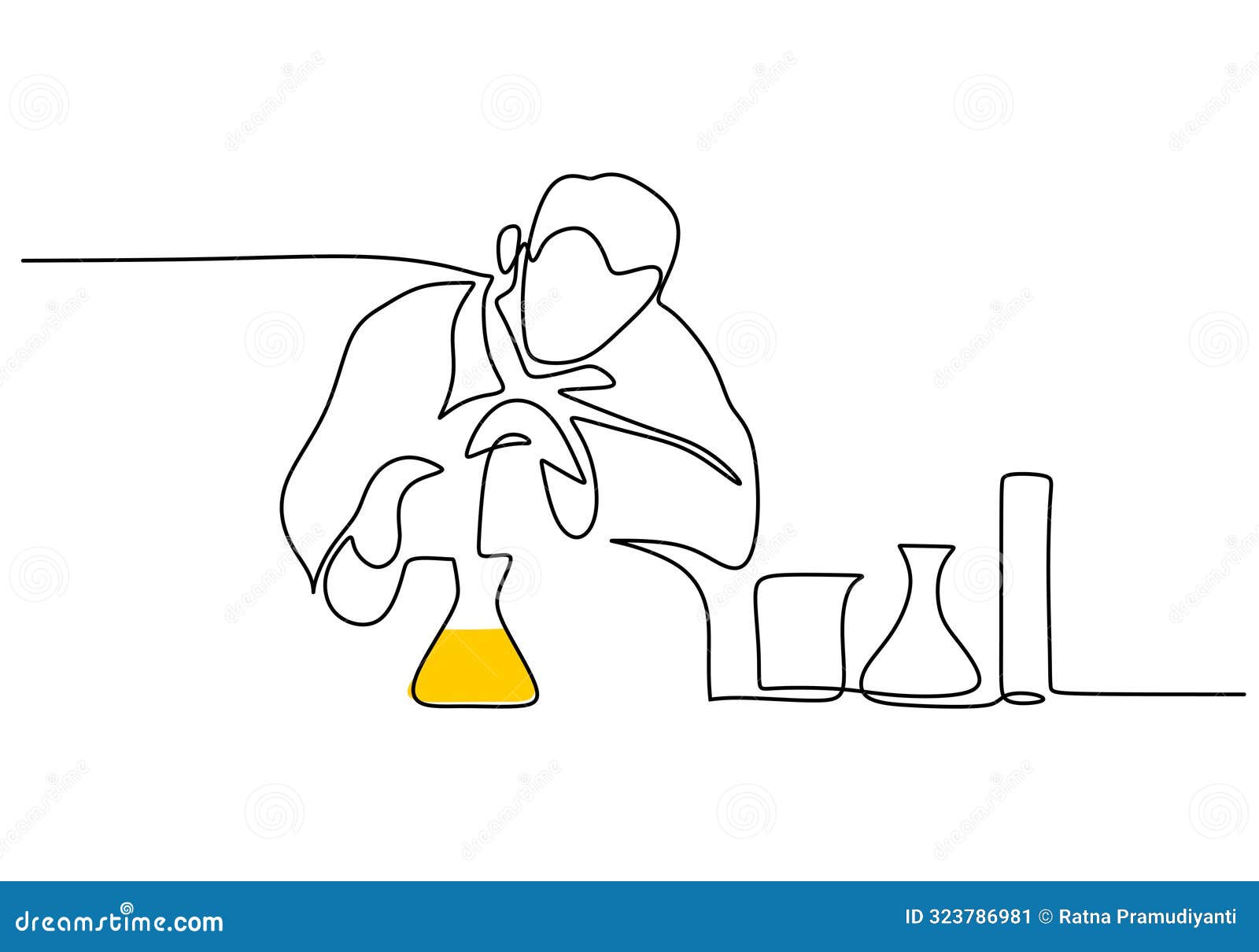 One Continuous Line Drawing of Scientist Added Chemicals for Research ...