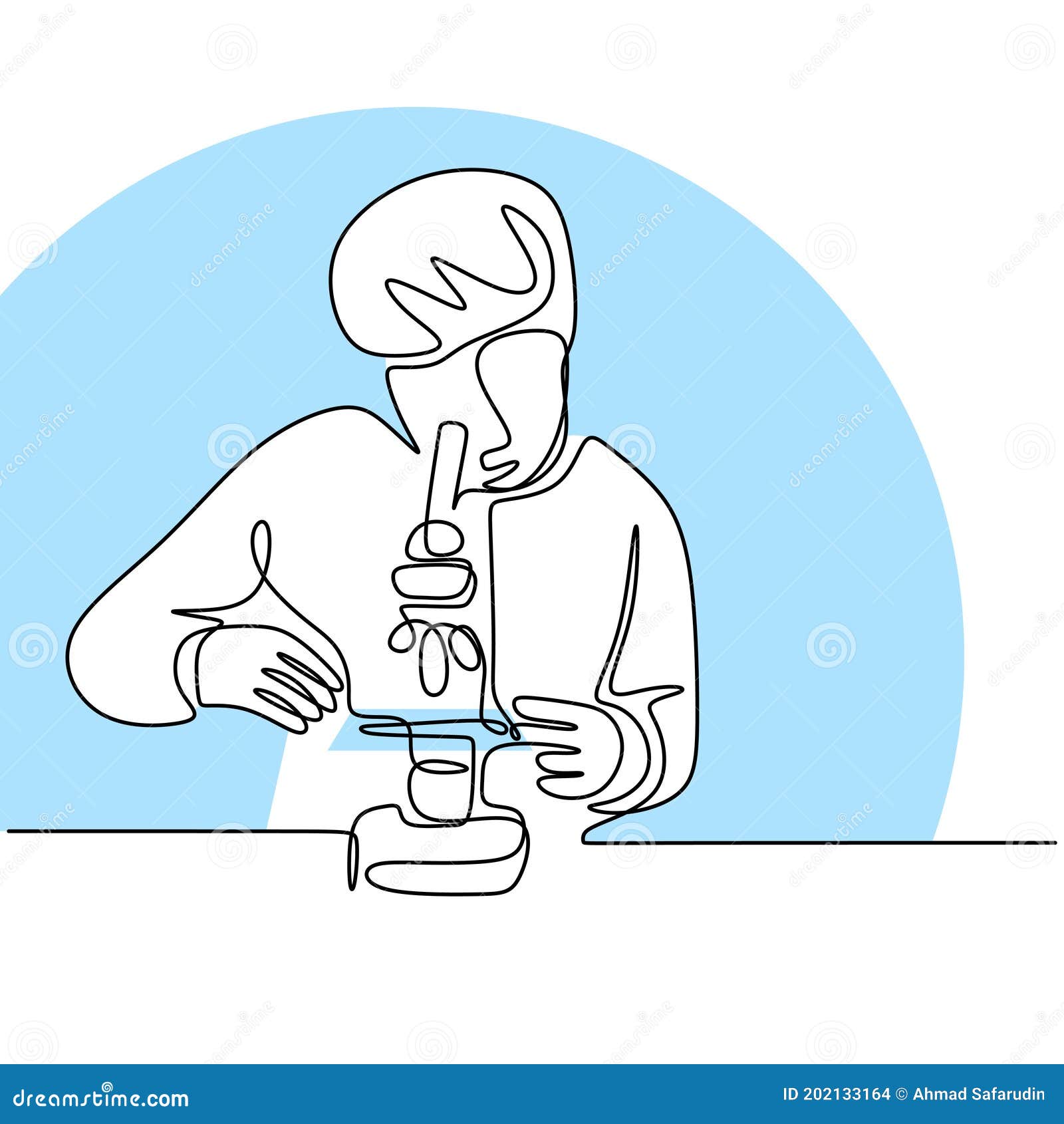 One Continuous Line Drawing of Scientist Analyze Sample Using ...