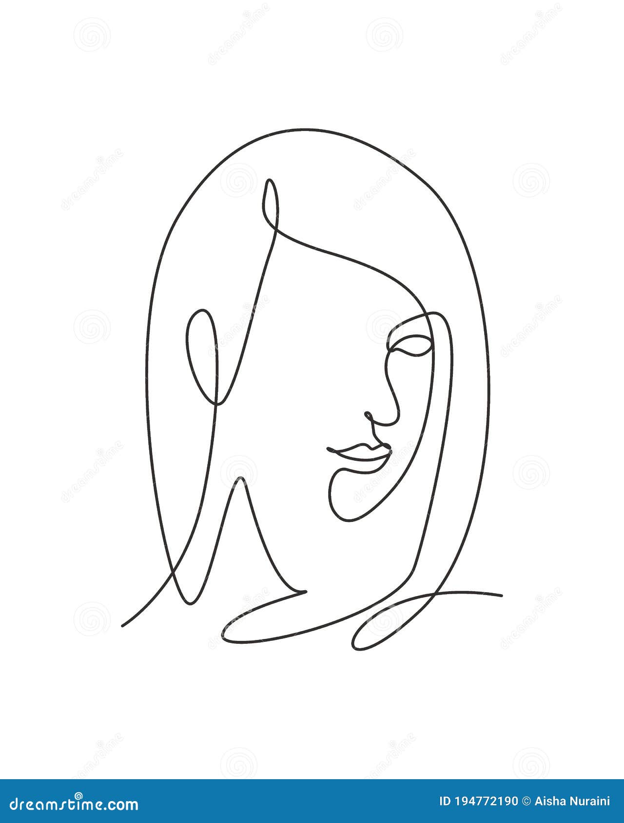 One Continuous Line Drawing Beauty Woman Abstract Face Minimalist Style