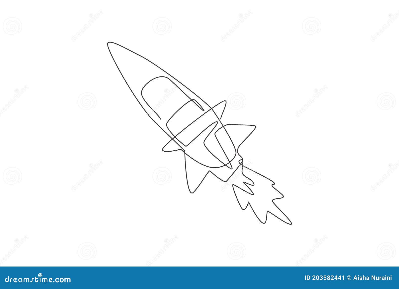 One Continuous Line Drawing of Simple Retro Spacecraft Flying Up To the ...