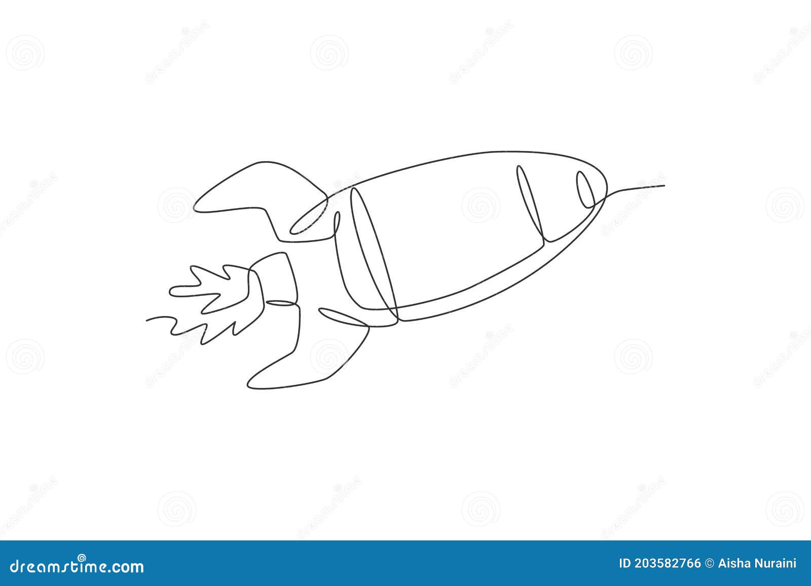 One Continuous Line Drawing of Simple Retro Spacecraft Flying Up To the ...