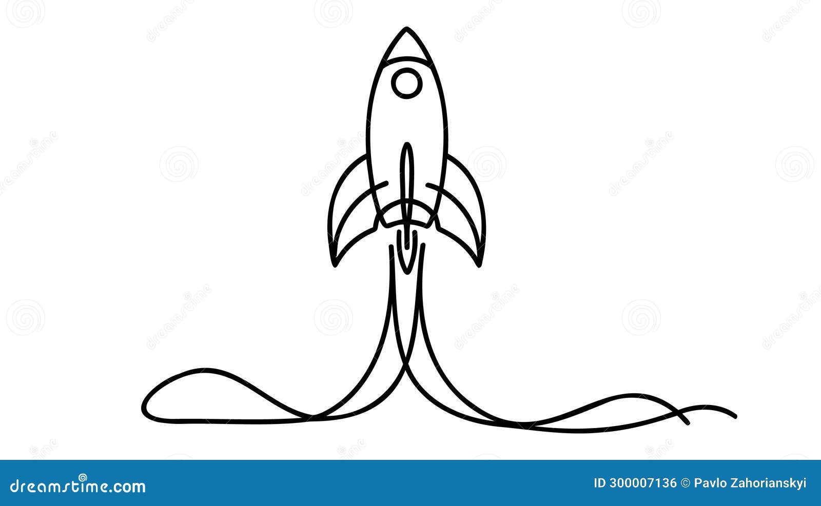 One Continuous Line Drawing of Simple Retro Spacecraft Flying Up To the ...