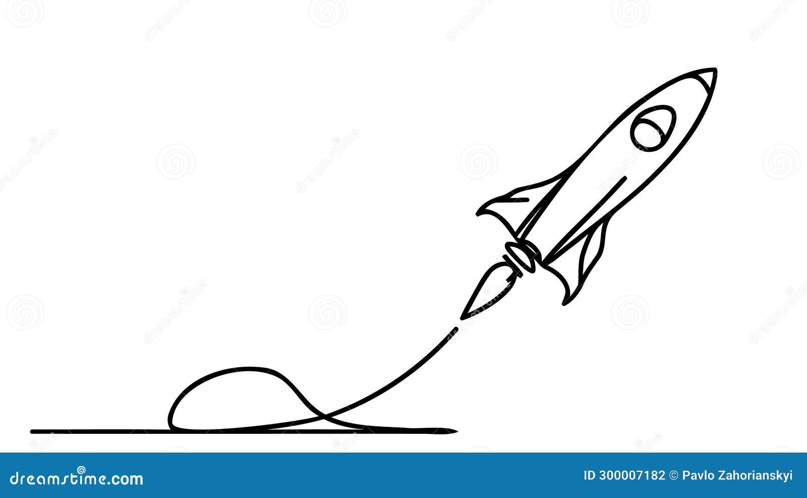 One Continuous Line Drawing of Simple Retro Spacecraft Flying Up To the ...