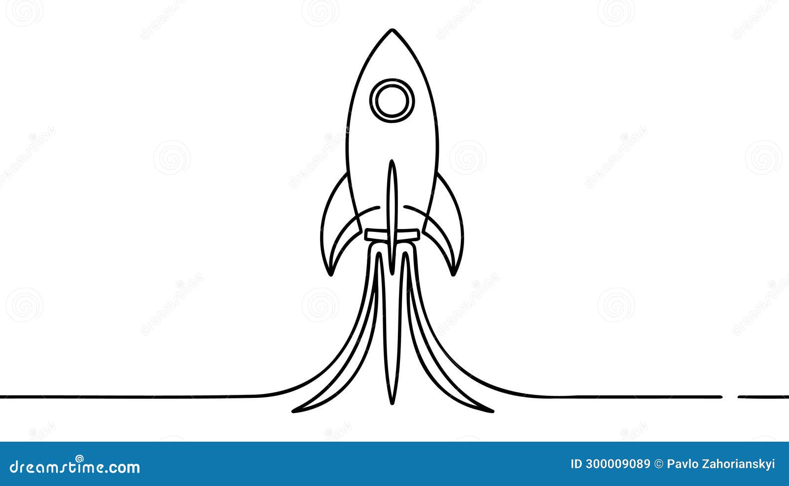 One Continuous Line Drawing of Simple Retro Spacecraft Flying Up To the ...
