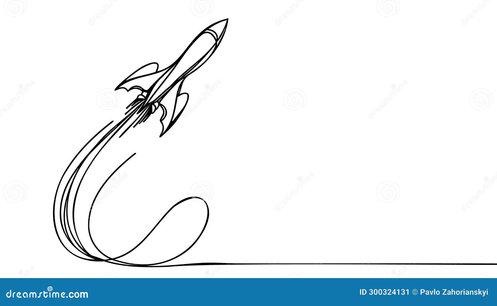 One Continuous Line Drawing of Simple Retro Spacecraft Flying Up To the ...