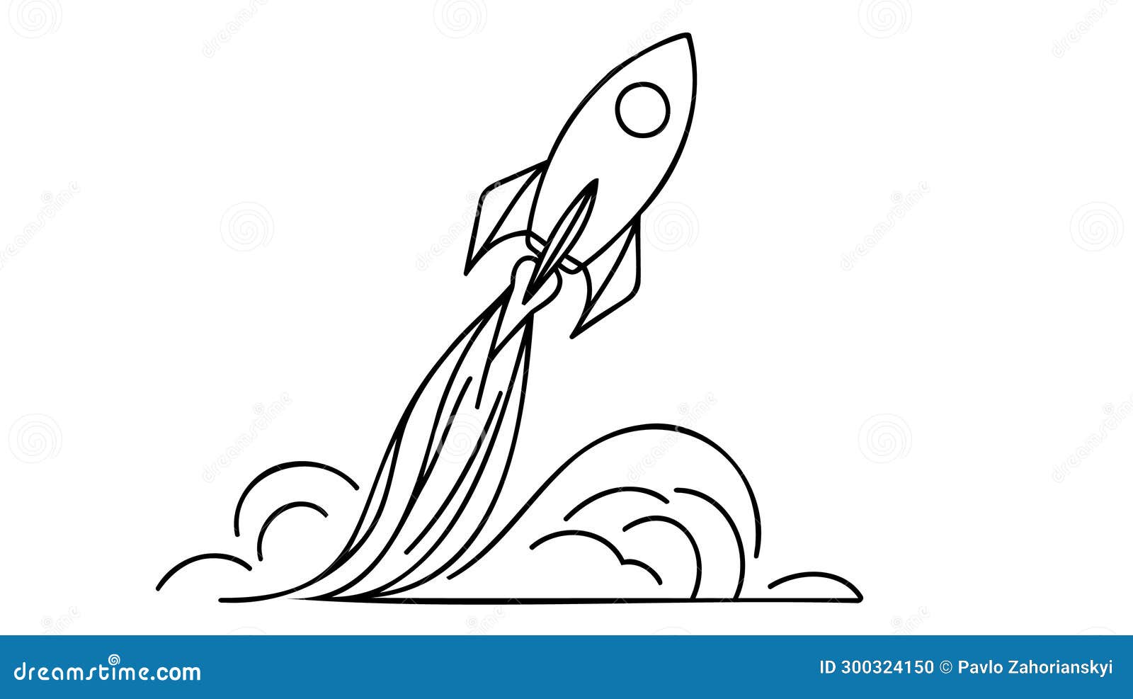 One Continuous Line Drawing of Simple Retro Spacecraft Flying Up To the ...