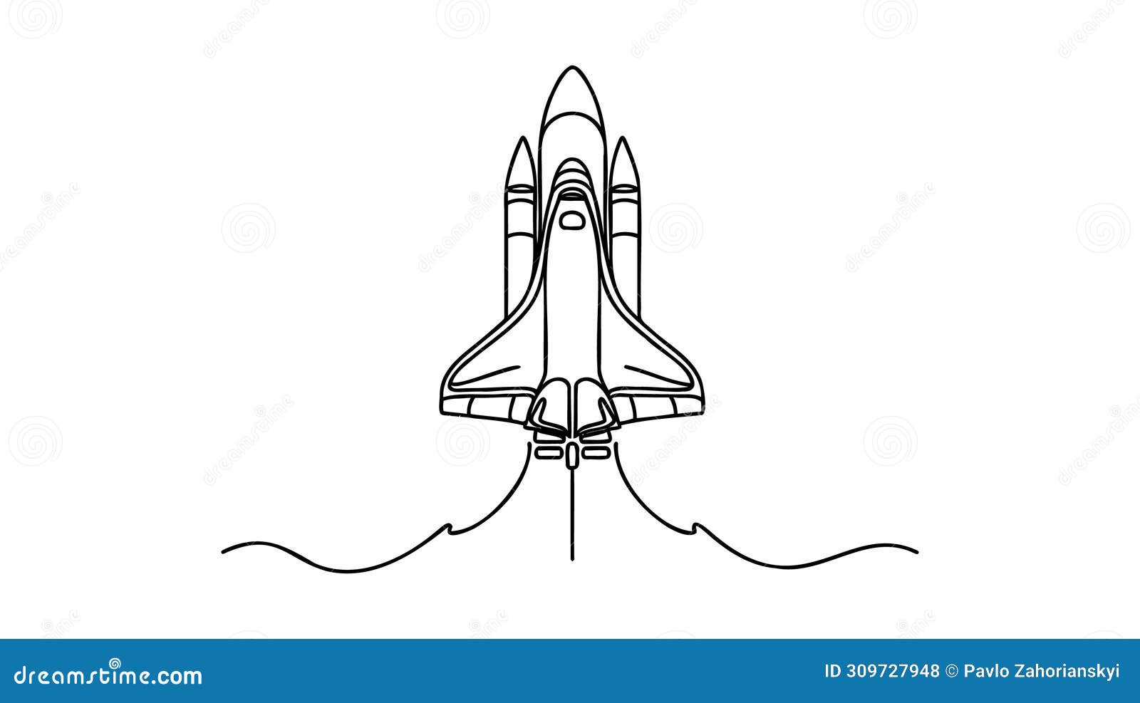 One Continuous Line Drawing of Simple Retro Spacecraft Flying Up To the ...
