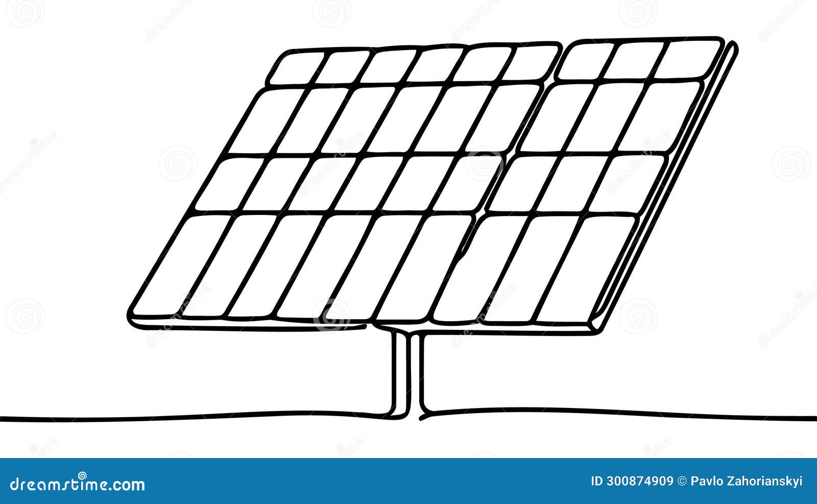 One Continuous Line Drawing of Solar Panel with Sun. Green Clean Energy ...