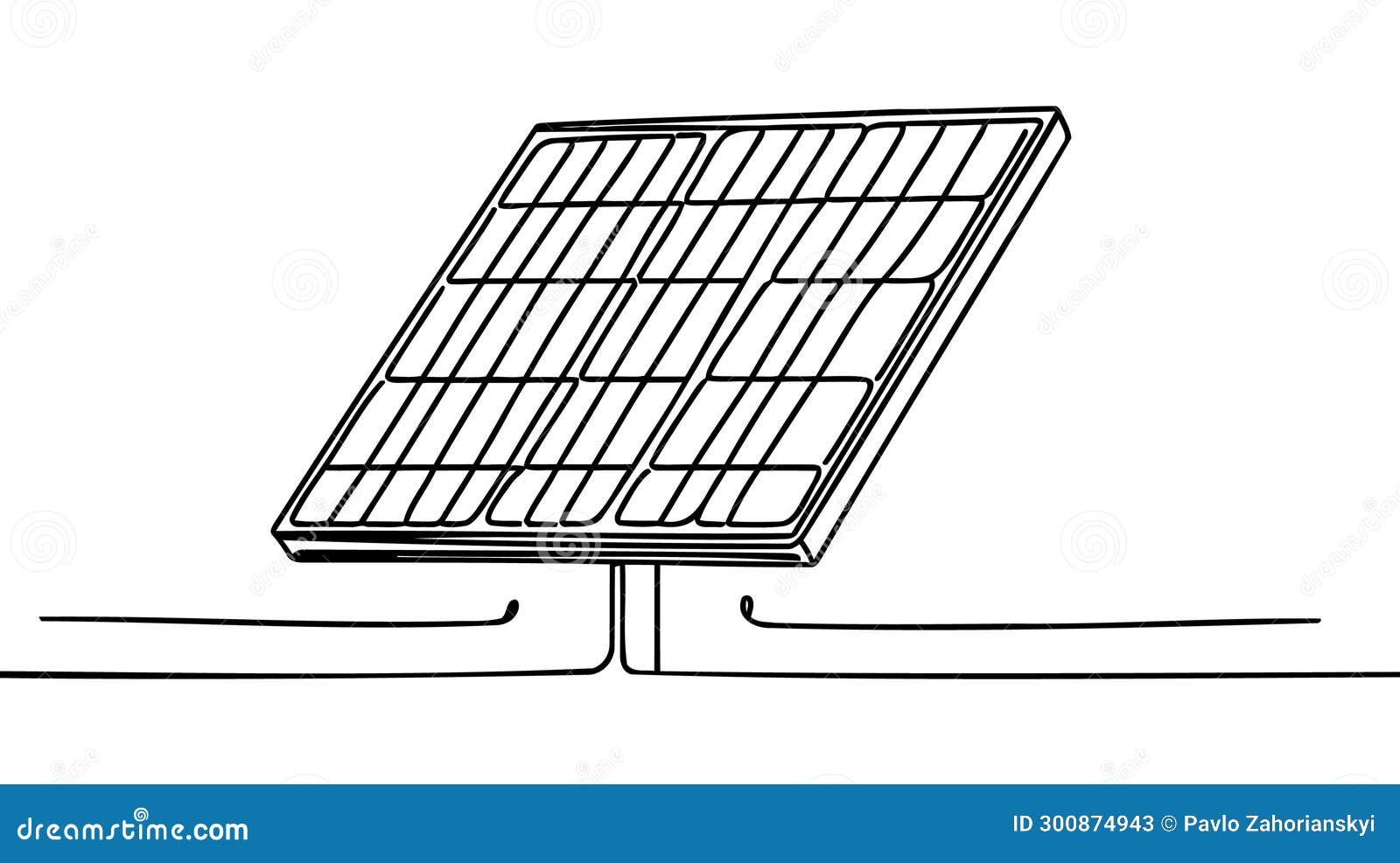One Continuous Line Drawing of Solar Panel with Sun. Green Clean Energy ...