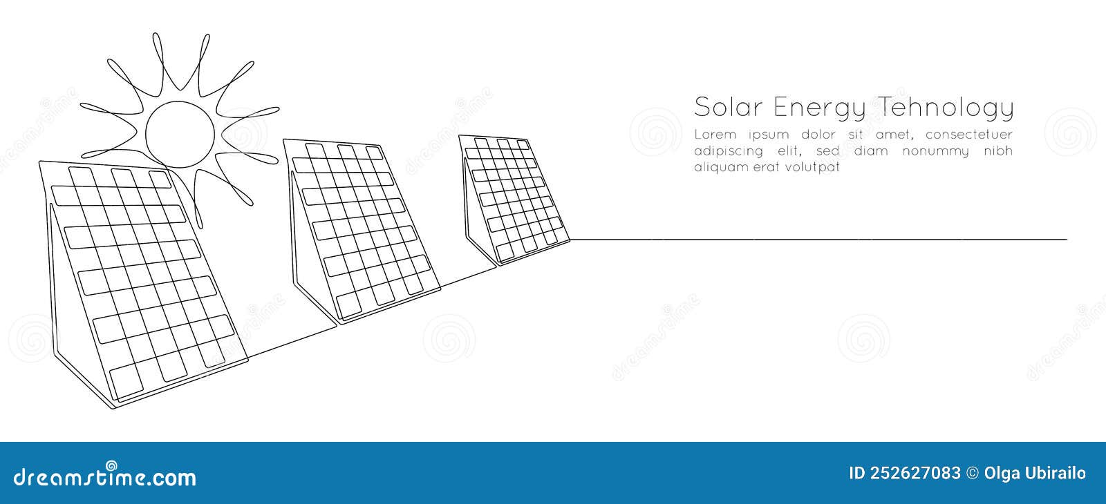 One Continuous Line Drawing of Solar Panel with Sun. Green Clean Energy ...