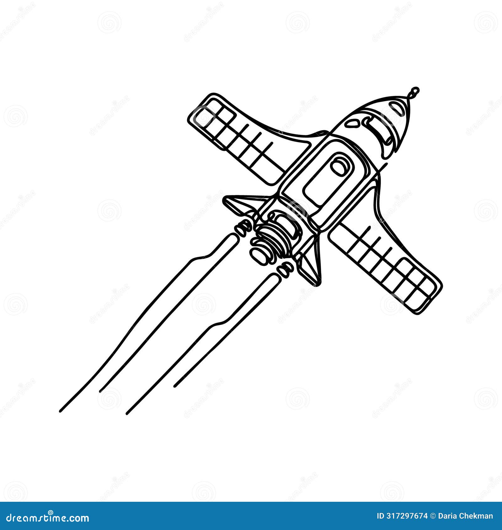 One Continuous Line Drawing of Spacecraft. Vector Illustration Stock ...