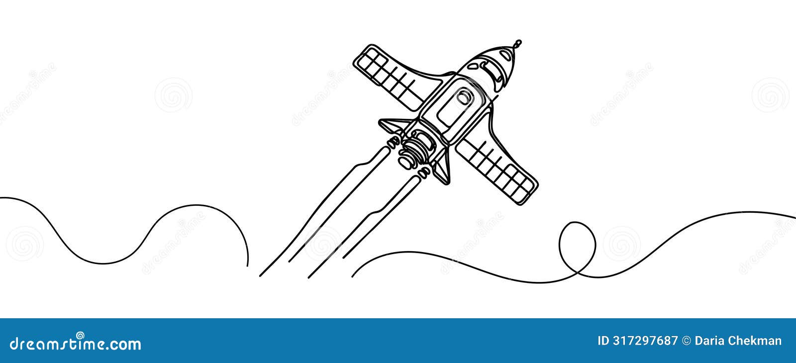 One Continuous Line Drawing of Spacecraft. Vector Illustration. Stock ...