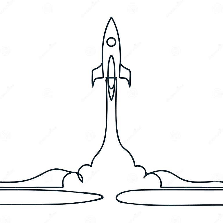 One Continuous Line Drawing of Spacecraft. Vector Illustration Stock ...