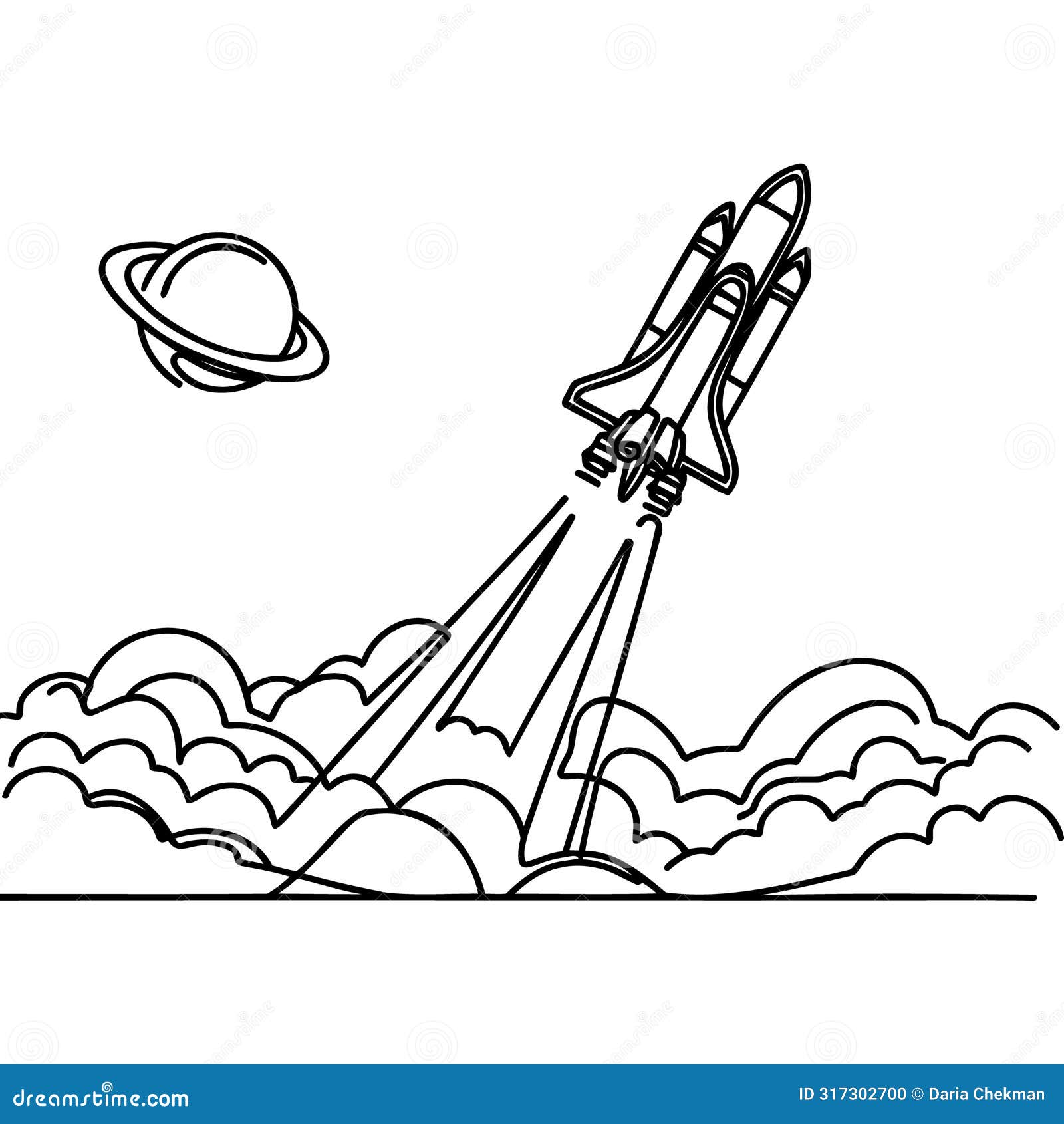 One Continuous Line Drawing of Spacecraft. Vector Illustration. Stock ...