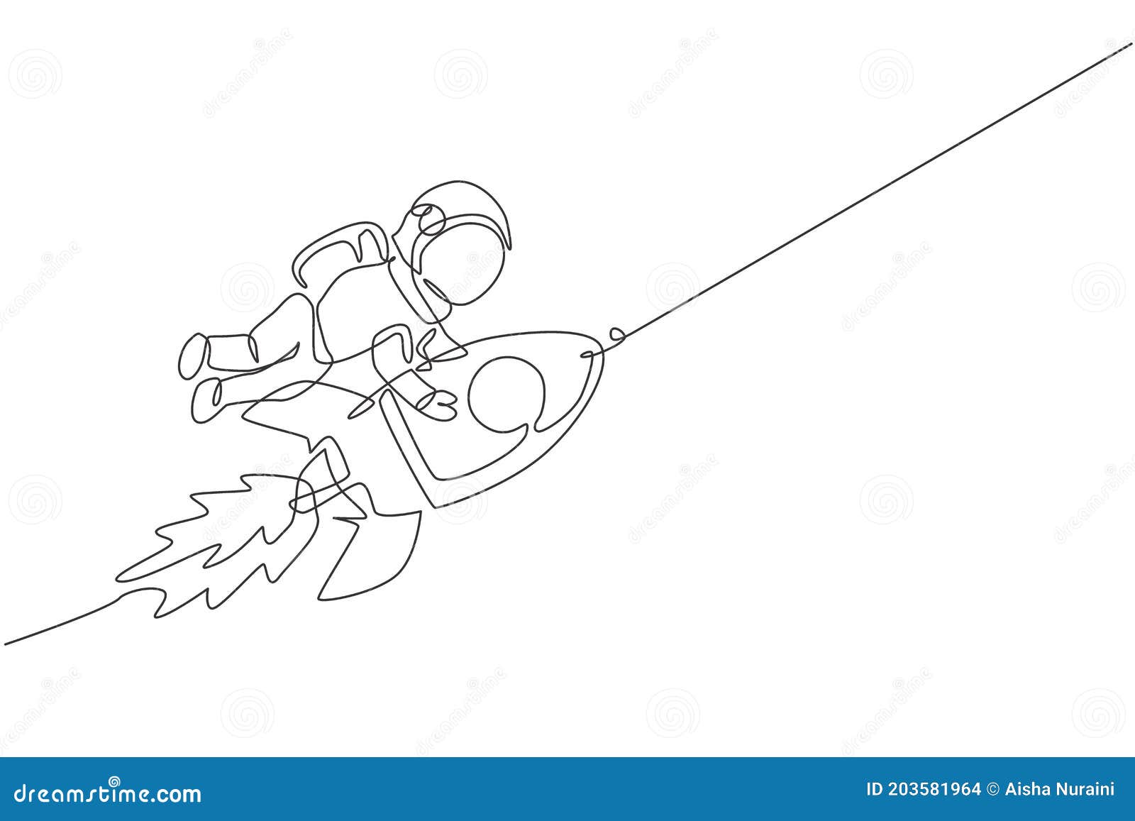 One Continuous Line Drawing Spaceman Astronaut Science Discovering ...