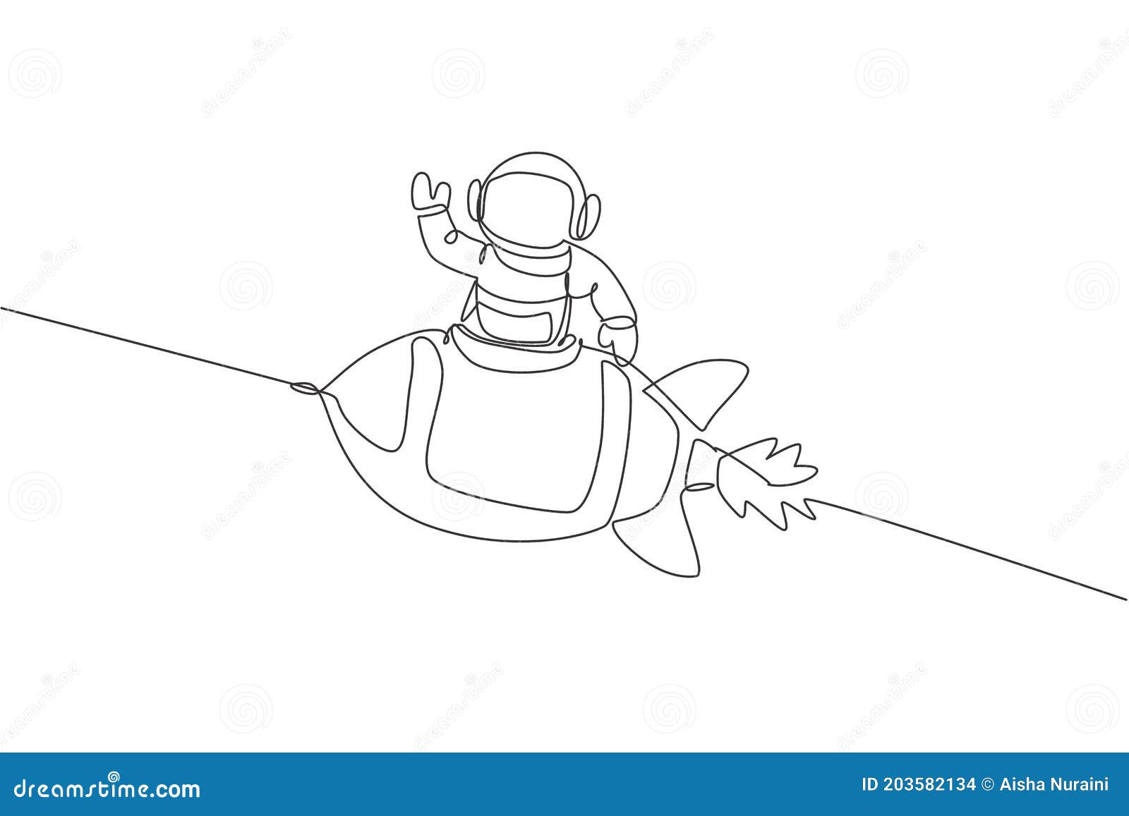 One Continuous Line Drawing of Spaceman Astronaut Science Discovering ...