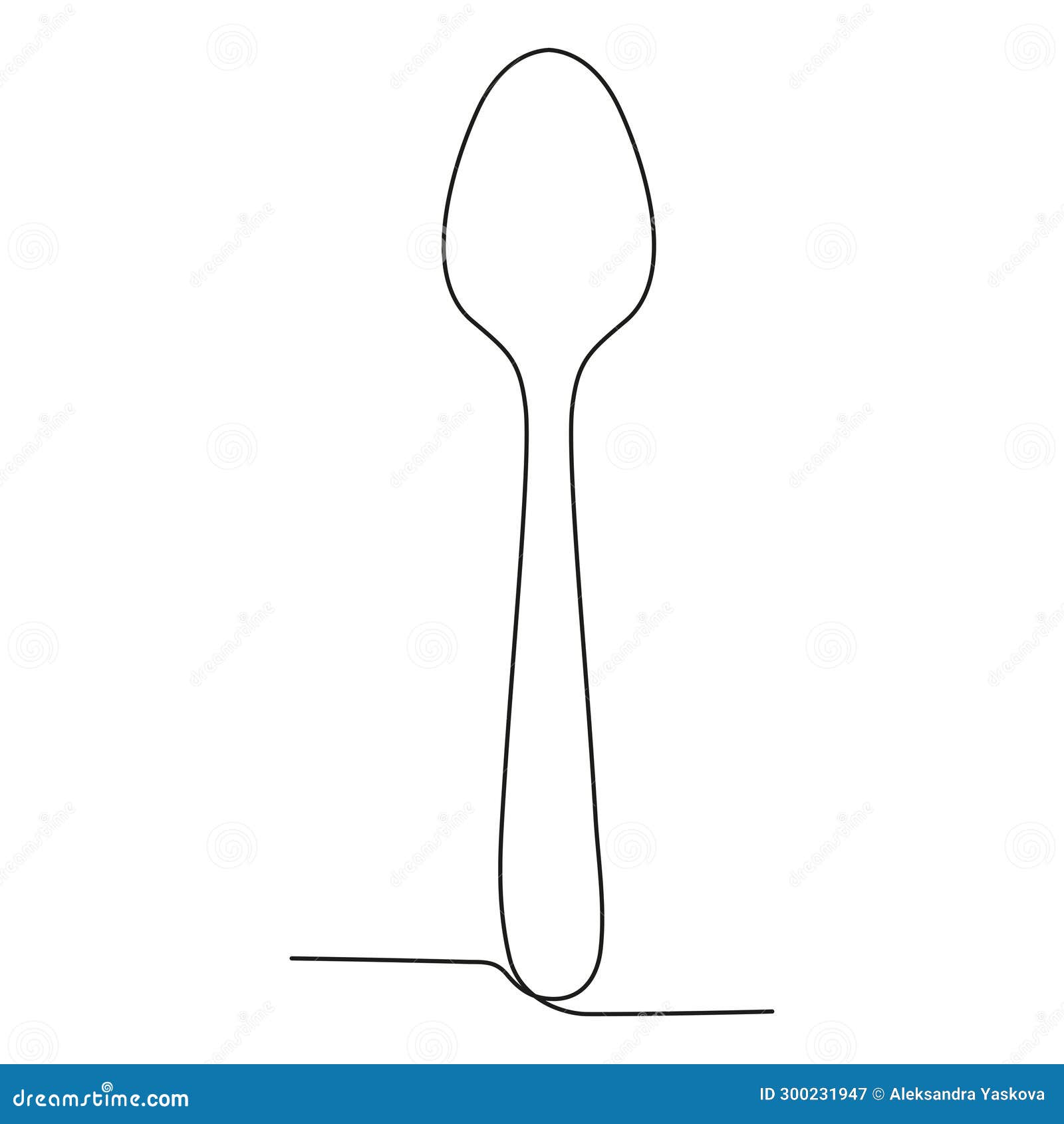 One Continuous Line Drawing of Spoon. Linear Utensil in Simple Style ...