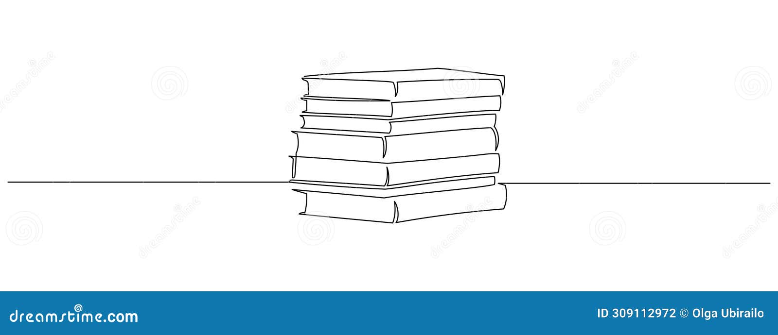 One Continuous Line Drawing of Stack Books. Education in School and ...