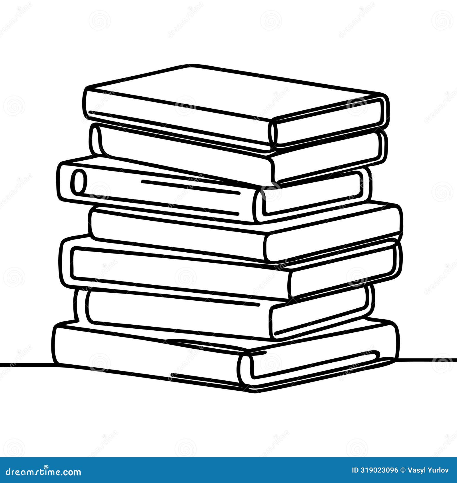One Continuous Line Drawing of Stack of Books. Student Concept. Stock ...