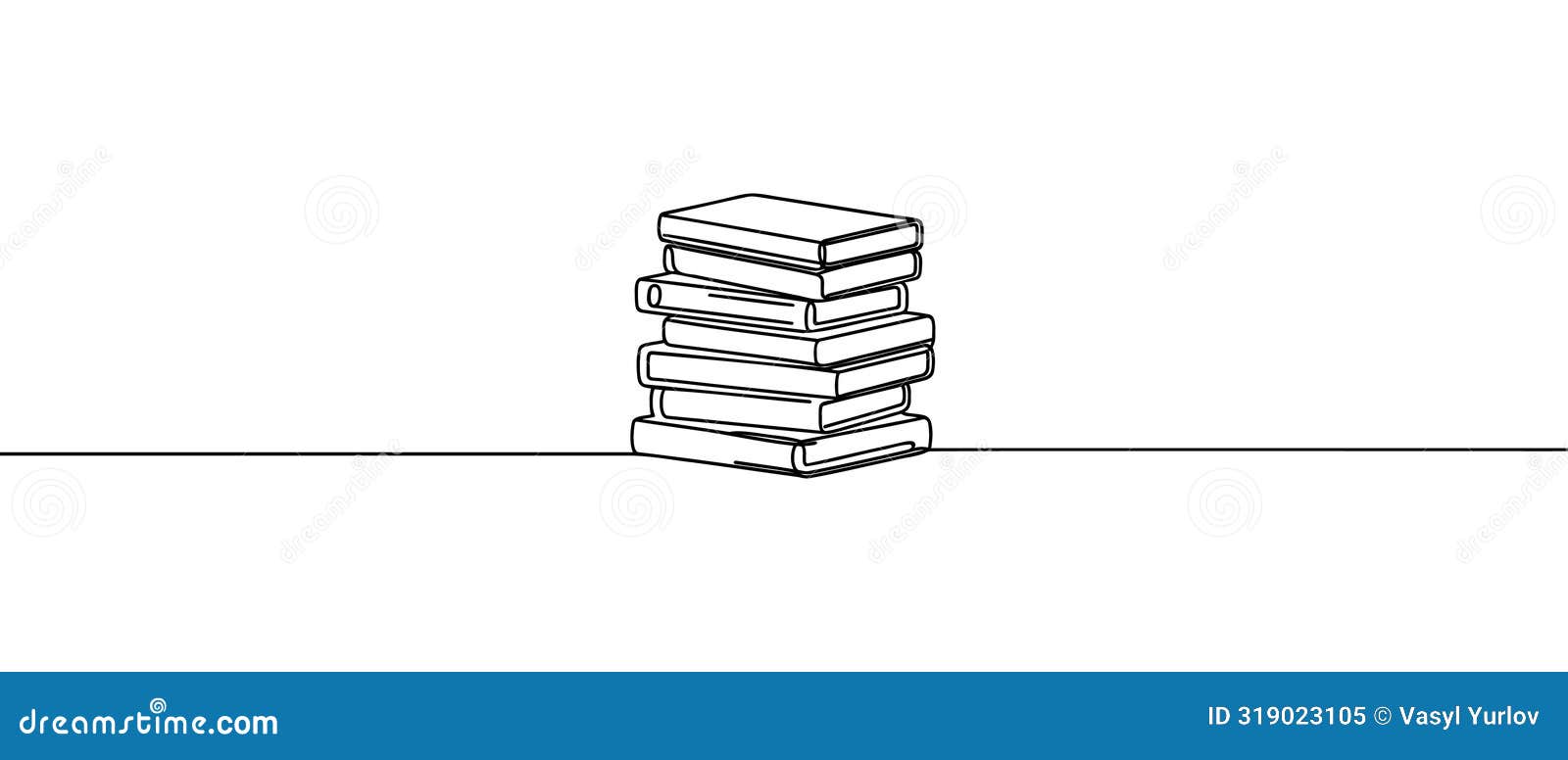 One Continuous Line Drawing of Stack of Books. Student Concept. Stock ...