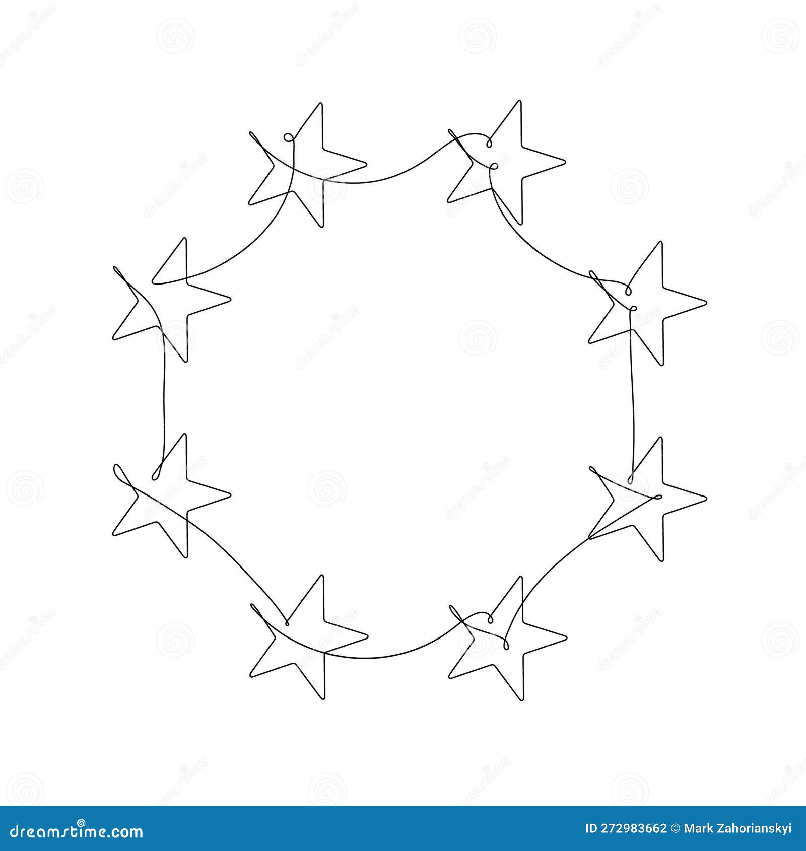 One Continuous Line Drawing Star on White Background. Vector ...