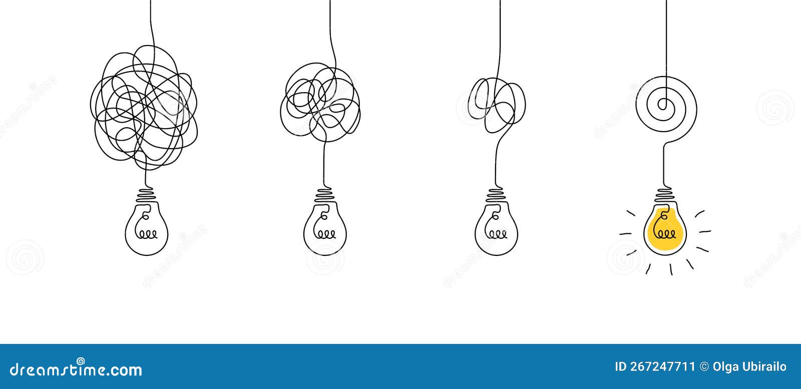 One Continuous Line Drawing of Tangled and Scribble Wires with Light ...