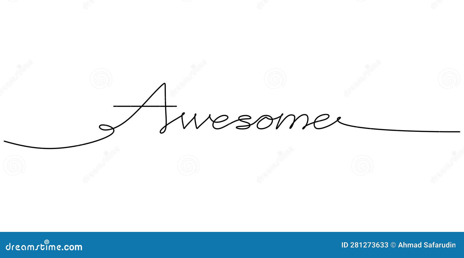 One Continuous Line Drawing Typography Line Art of Awesome Word Writing ...