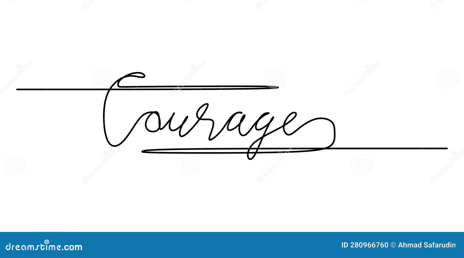 One Continuous Line Drawing Typography Line Art of Courage Word Writing ...