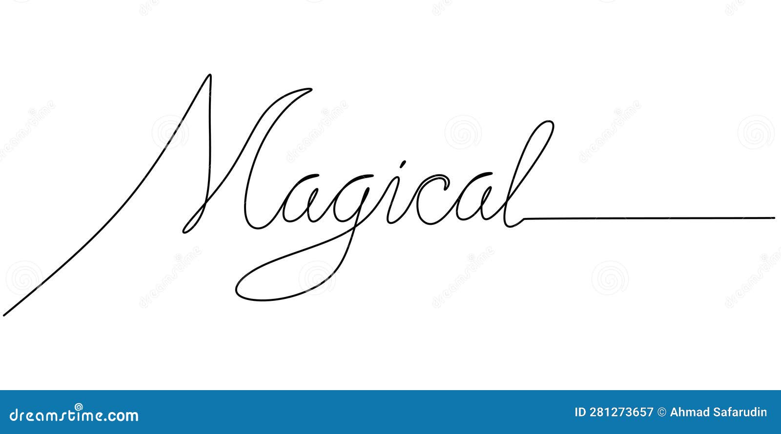 One Continuous Line Drawing Typography Line Art of Magical Word Writing ...