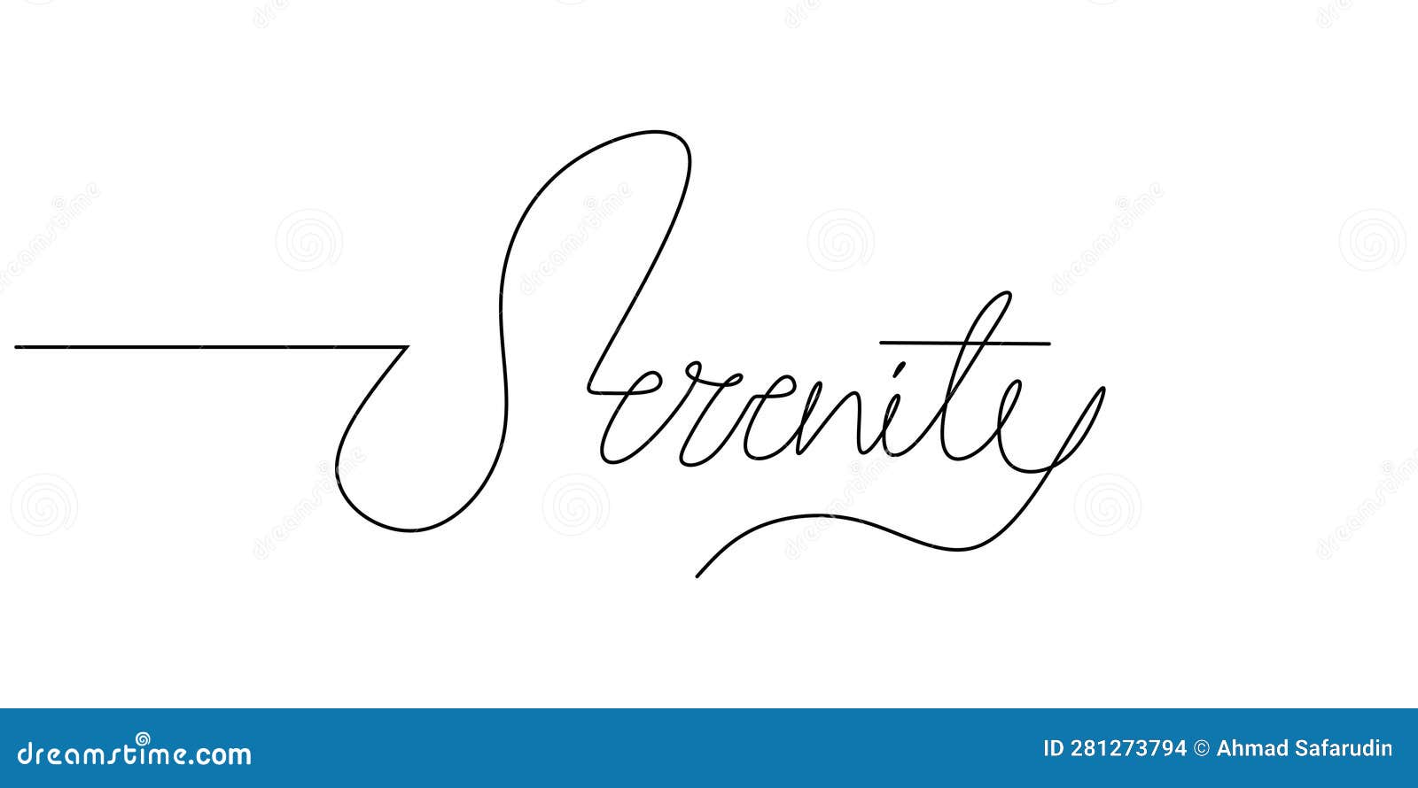 One Continuous Line Drawing Typography Line Art of Serenity Word ...