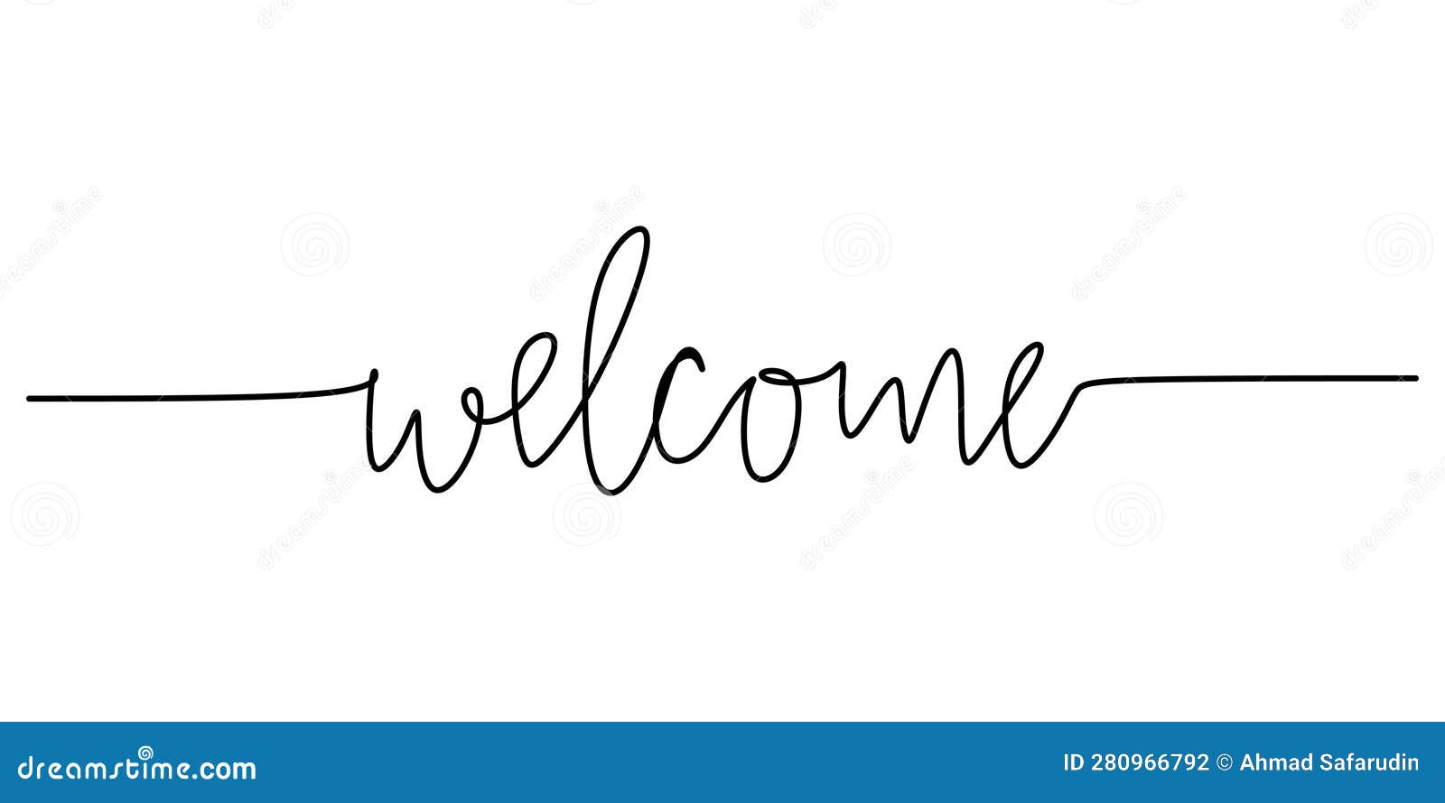 One Continuous Line Drawing Typography Line Art of Welcome Word Writing ...