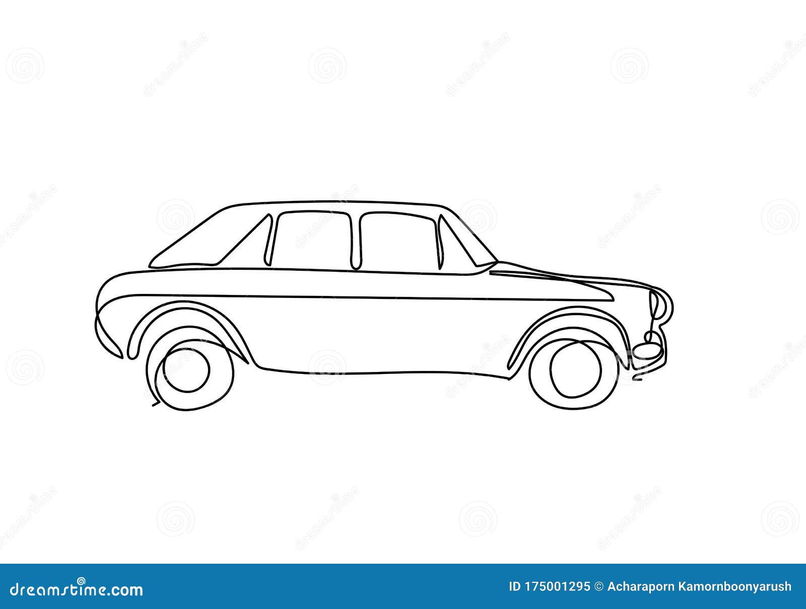 One Continuous Line Drawing of Vintage Car Stock Illustration ...