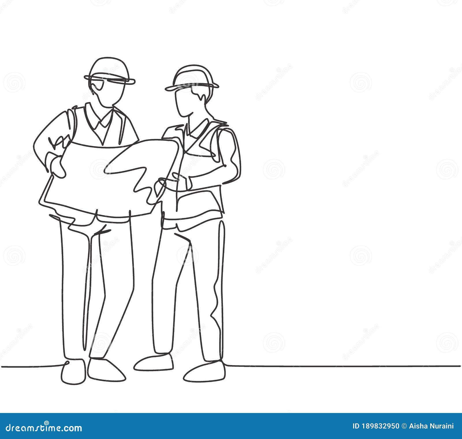 One Continuous Line Drawing of Young Architect Explaining Building ...